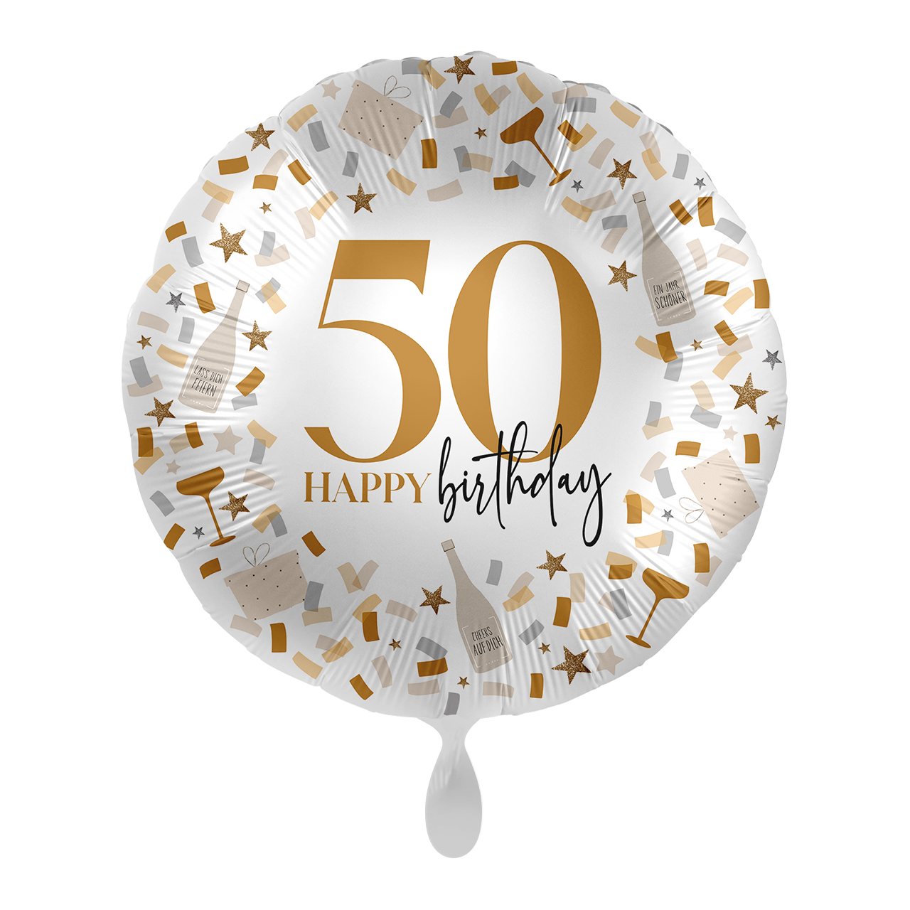 Ballon 50. Geburtstag – Happy Birthday Folienballon, 43 cm – HeyBalloon